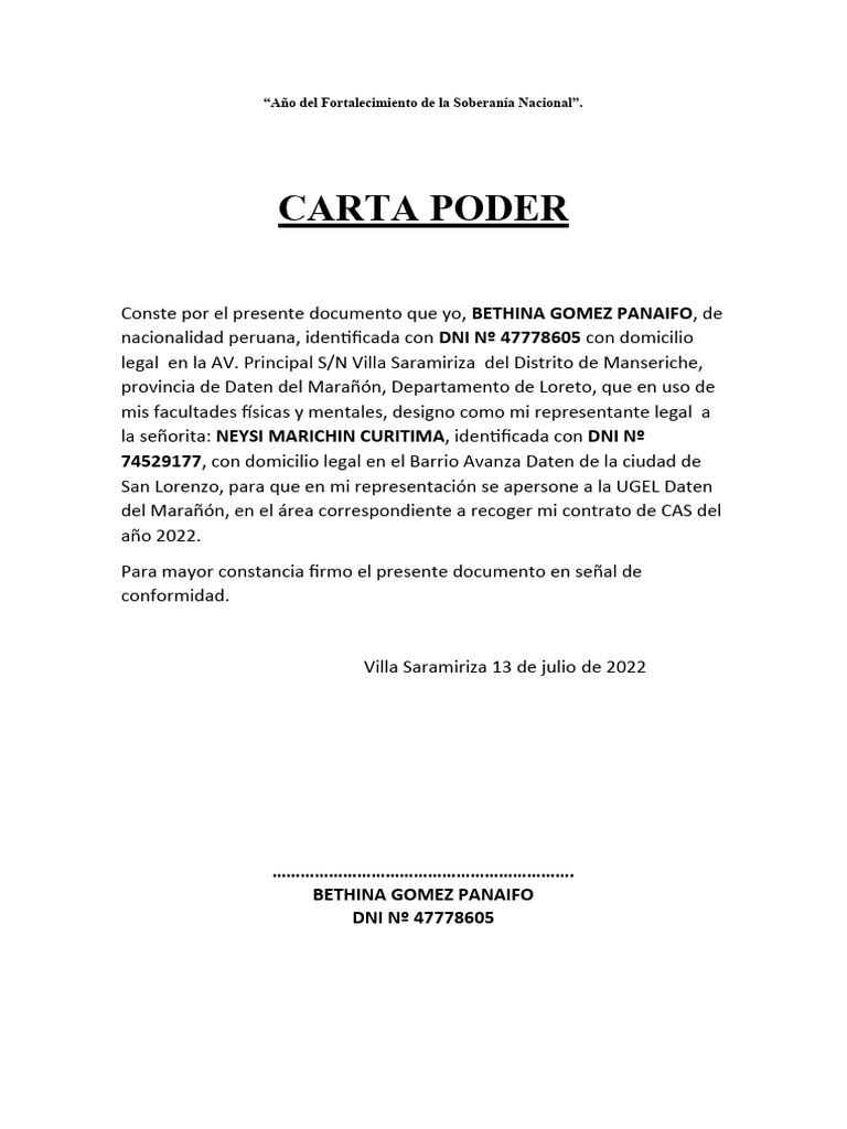 carta poder - sergio 1 | PDF