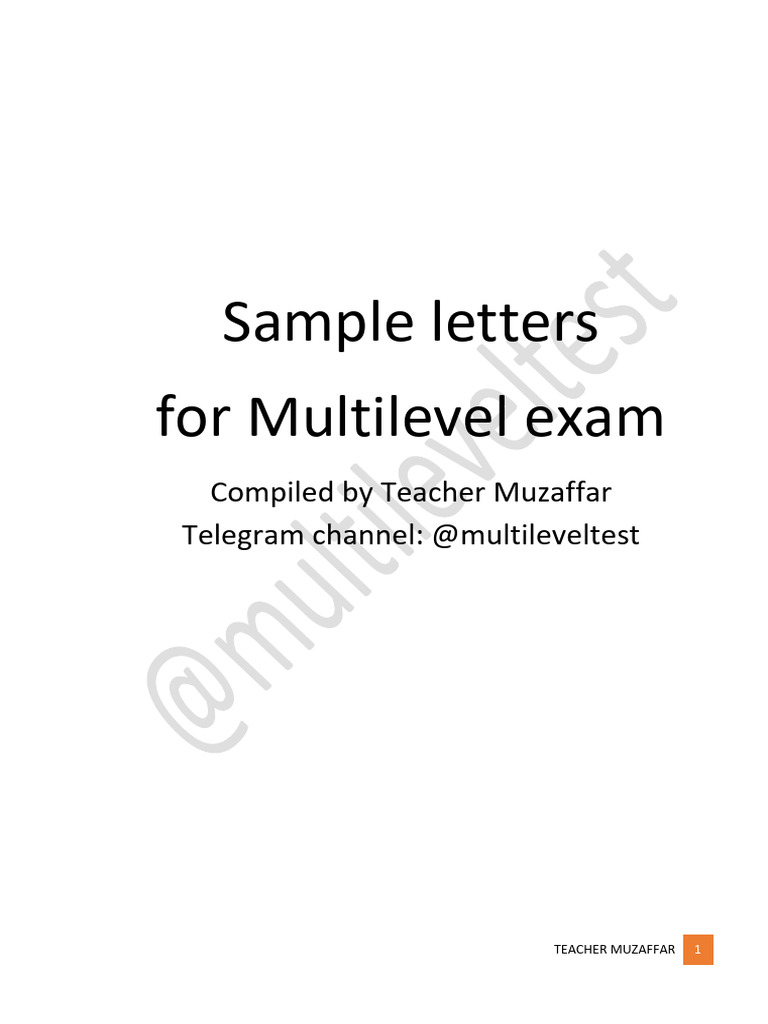Sample Letters for Multilevel Exams | PDF