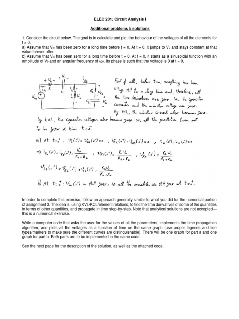 Additional Problems 5 Solutions | PDF | Electrical Network | Function (Mathematics)