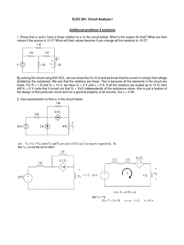 Additional Problems 4 Solutions | PDF | Electrical Network | Electronic Circuits