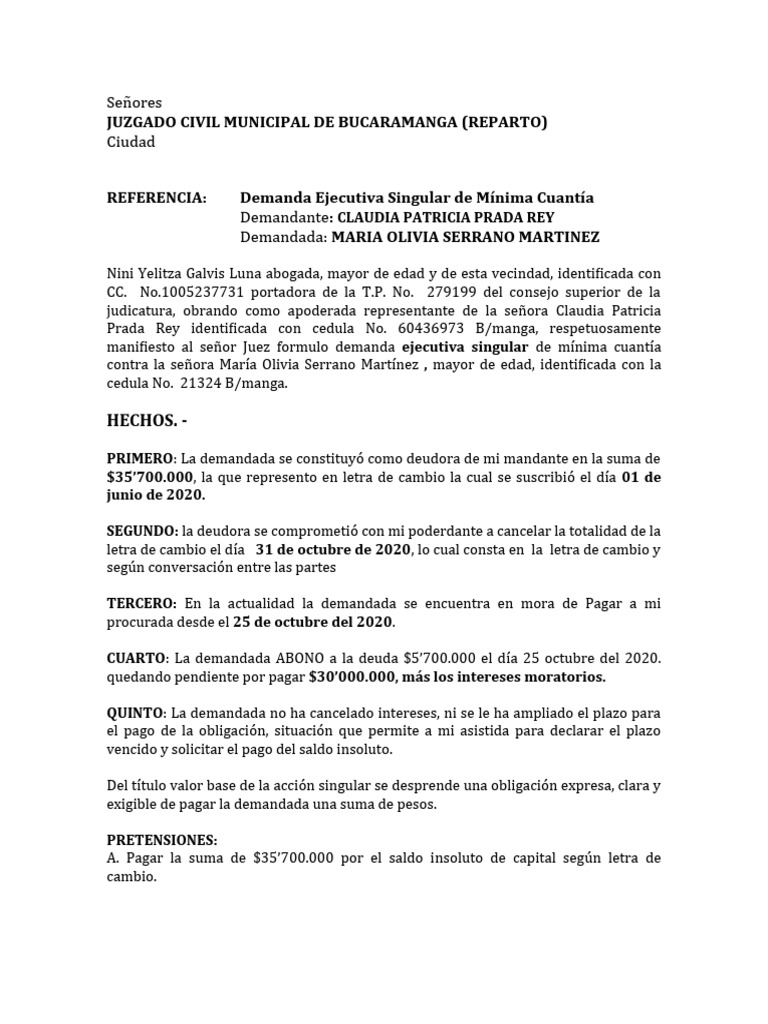 demanda ejecutiva | PDF