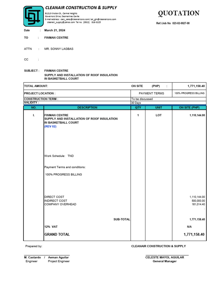 Finman Centre Roof Insulation Proposal | PDF | Technology & Engineering