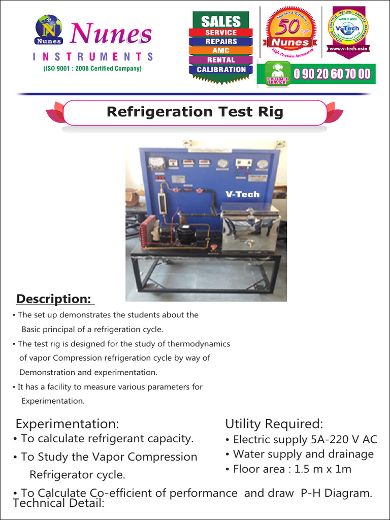 Refrigeration Test Rig Overview | PDF