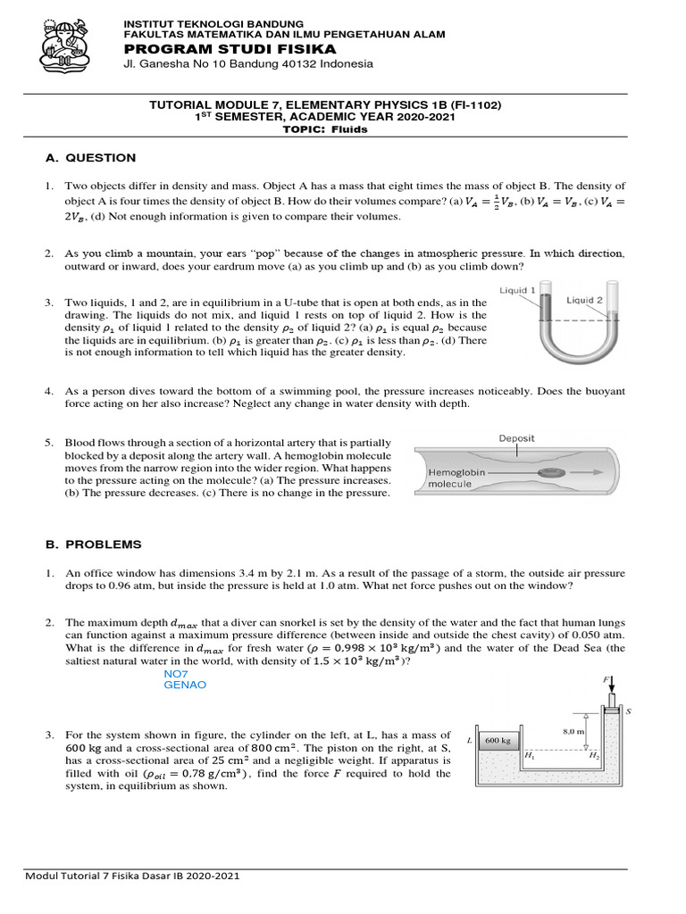 2020 1 T7 B Fluids | PDF | Pressure | Pressure Measurement