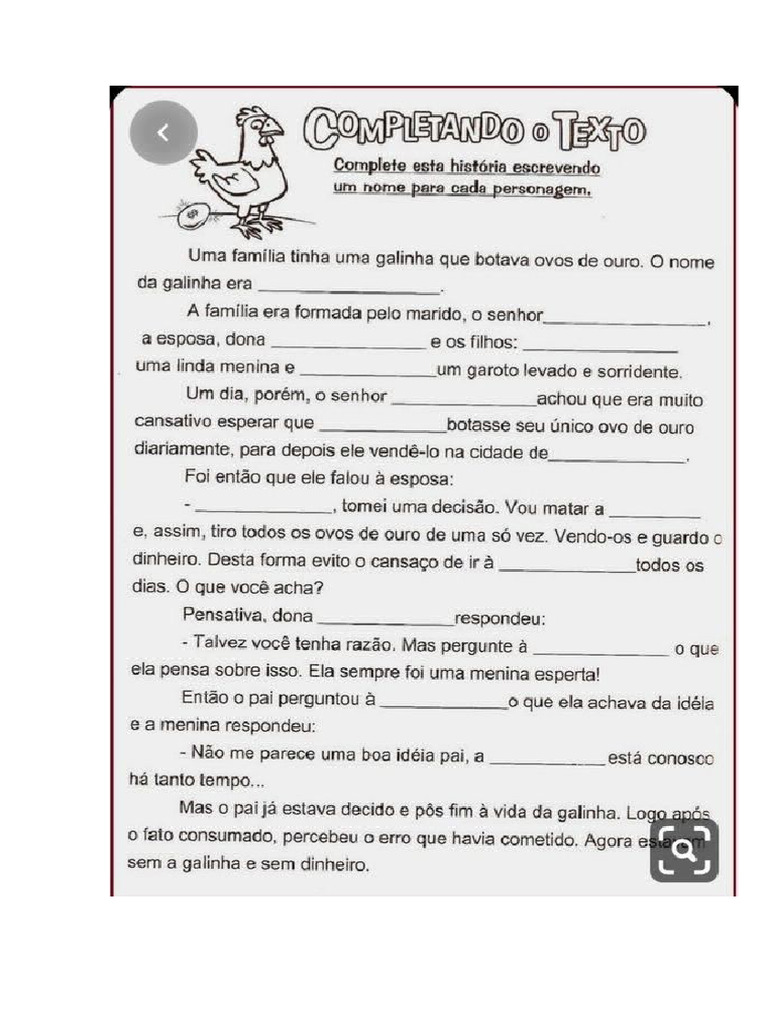 Completando o Texto - Atividade Adaptada | PDF