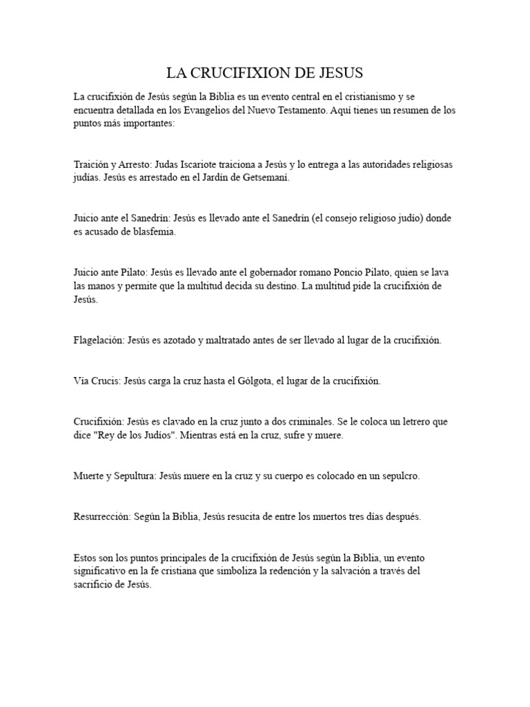 Resumen de la Crucifixión de Jesús | PDF | Crucifixion de jesus | Jesús