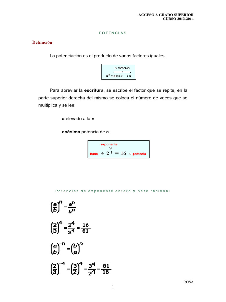 Tema1 Potencias | PDF | Exponenciación | Multiplicación