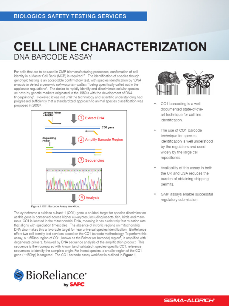CO1 Barcode Assay for Cell Line ID | PDF | Species | Life Sciences