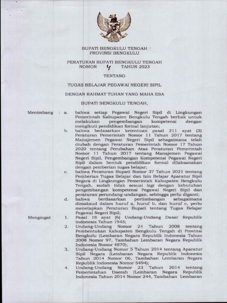 Perbub No 4 Tahun 2023 | PDF