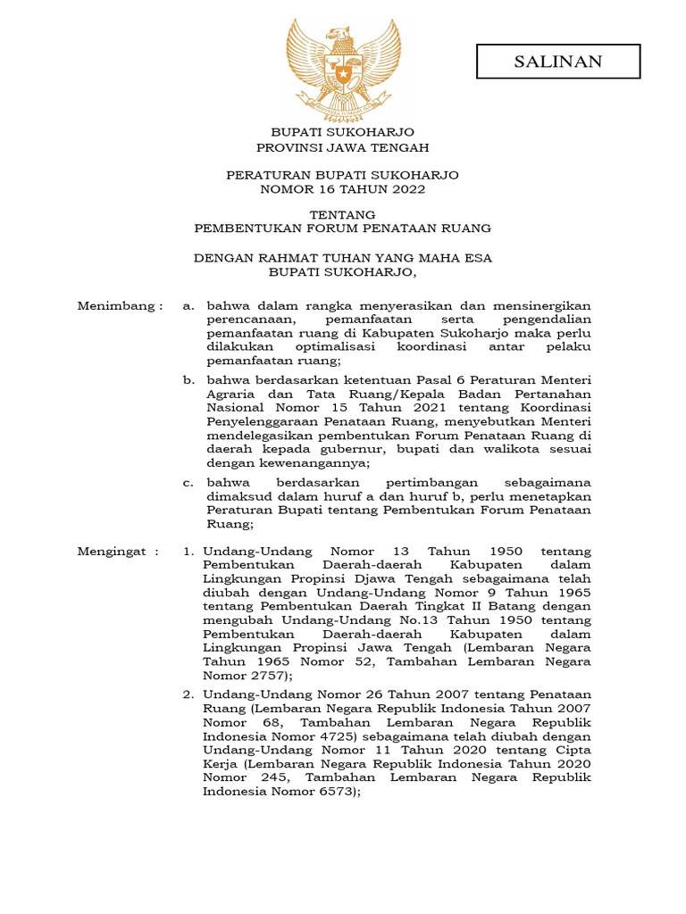 Pembentukan Forum Penataan Ruang 2022 24vu3 | PDF