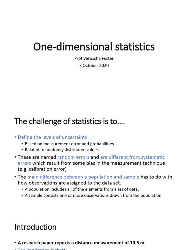 One Dimensional Statistics | PDF | Standard Deviation | Student's T Test