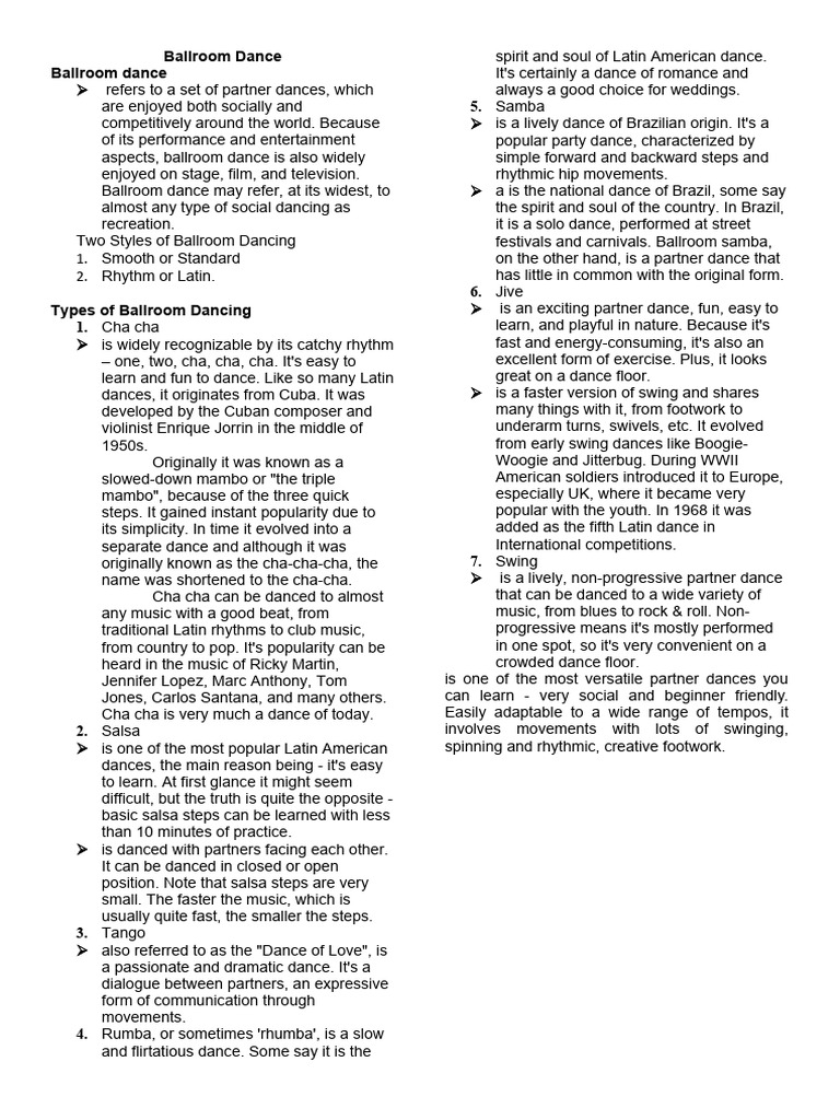 Ballroom Dancing | PDF | Ballroom Dance | Dances
