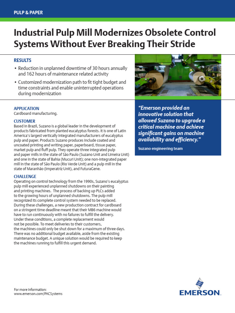 Case Study Industrial Pulp Mill Modernizes Obsolete Control Systems ...