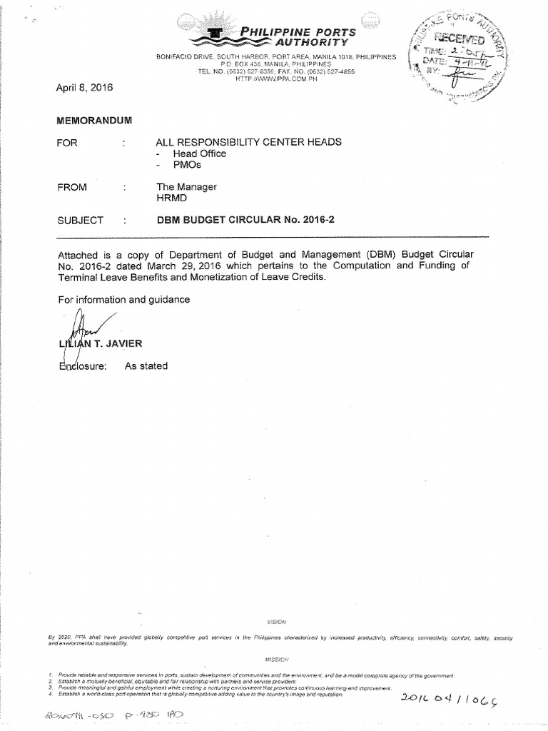 2016 DBM Monetization and Terminal Leave Computation | PDF
