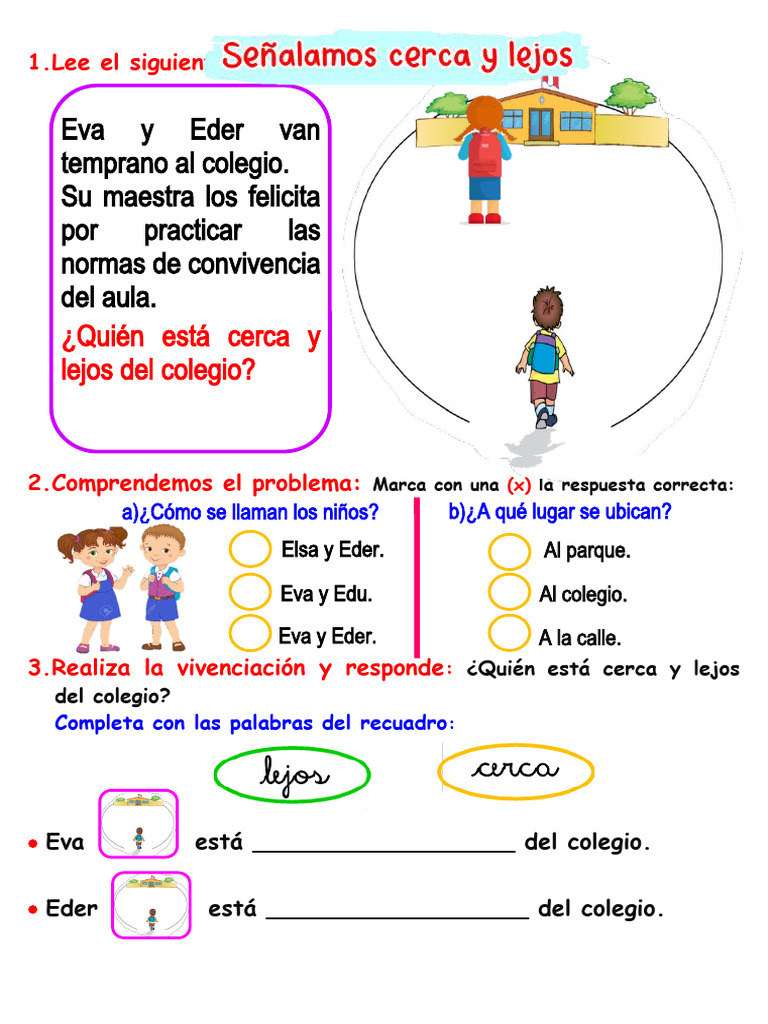 Ficha Señalamos Cerca y Lejos 2024 Maestra Janet | PDF