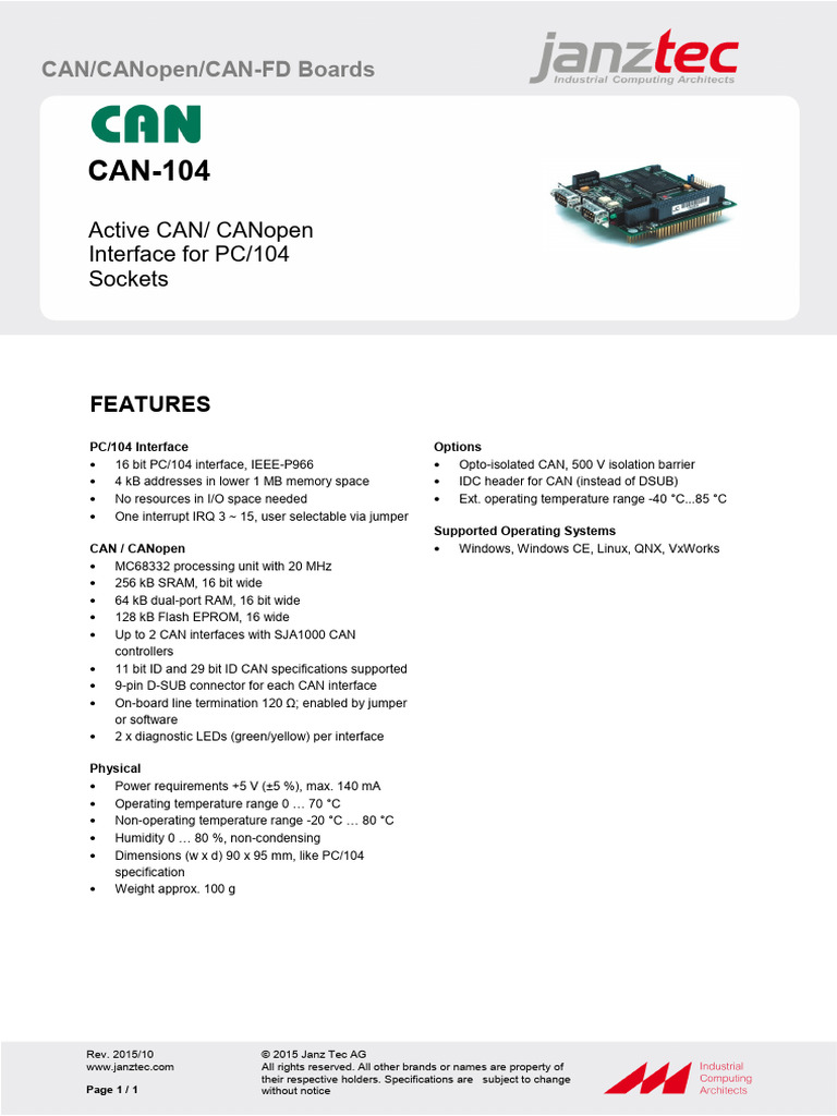 Datasheet Can-104 | PDF