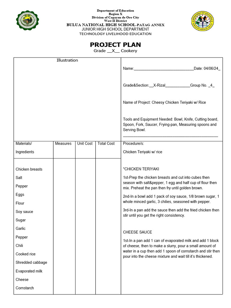 Project-Plan TLE | Download Free PDF | Sauce | Corn Starch