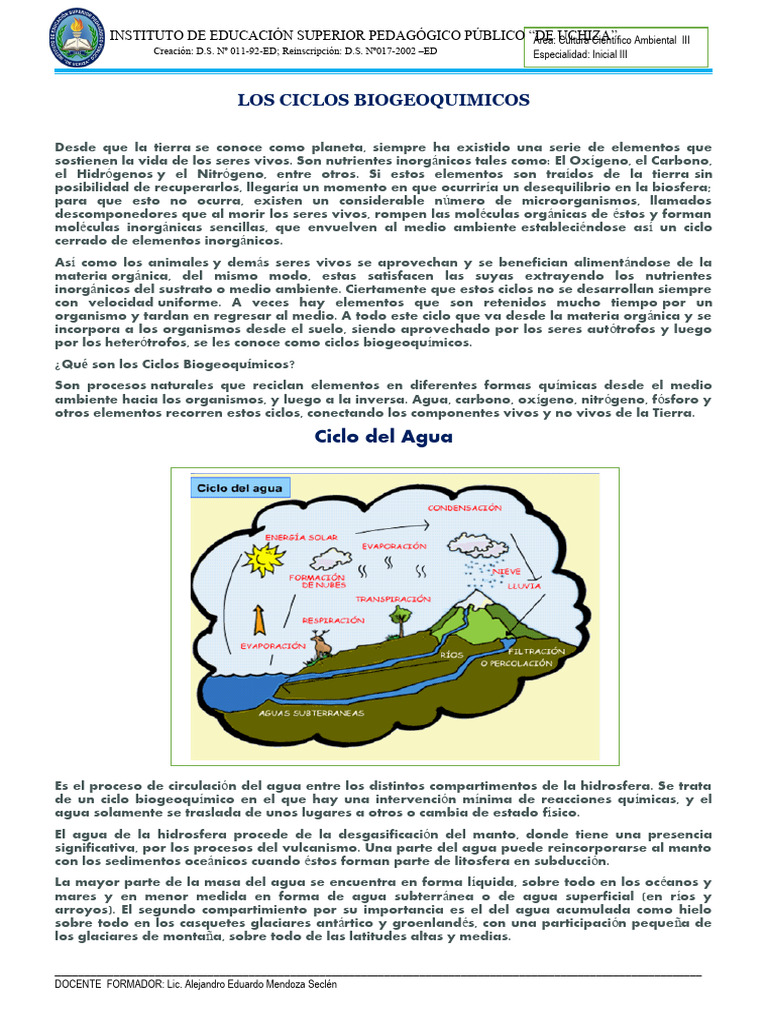 Los Ciclos Biogeoquimicos | PDF | El ciclo del agua | Química