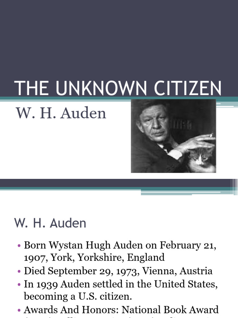 Auden's "The Unknown Citizen" Analysis | PDF | Bureaucracy | Fascism
