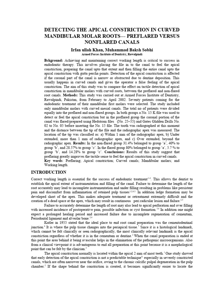 Detecting The Apical Constriction in Curved Mandibular Molars Roots ...