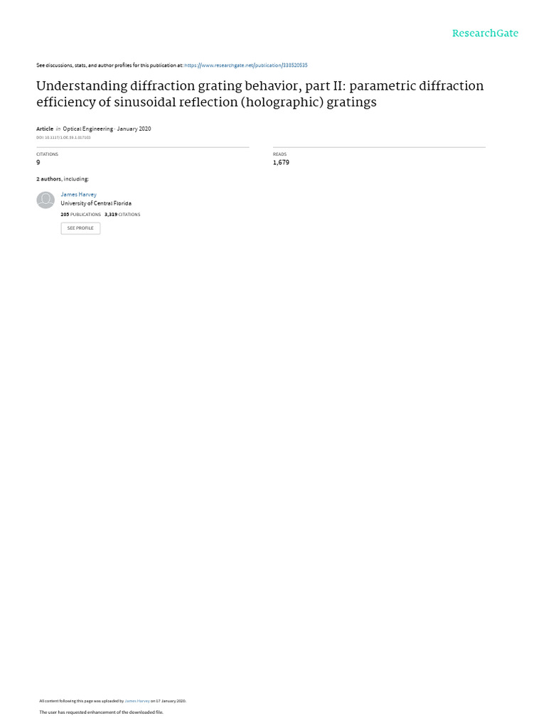 58 Grating Behavior Part IIOEJan 2020 | PDF | Diffraction | Optics
