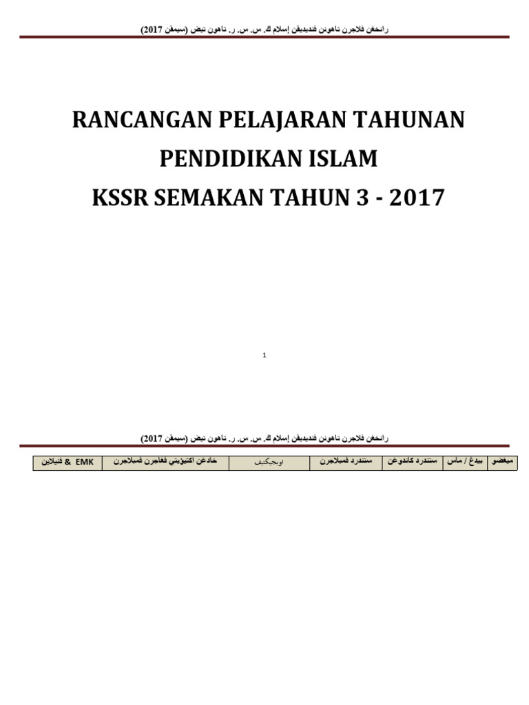 RPT Pend. Islam Tahun 3 2024 2025 | PDF