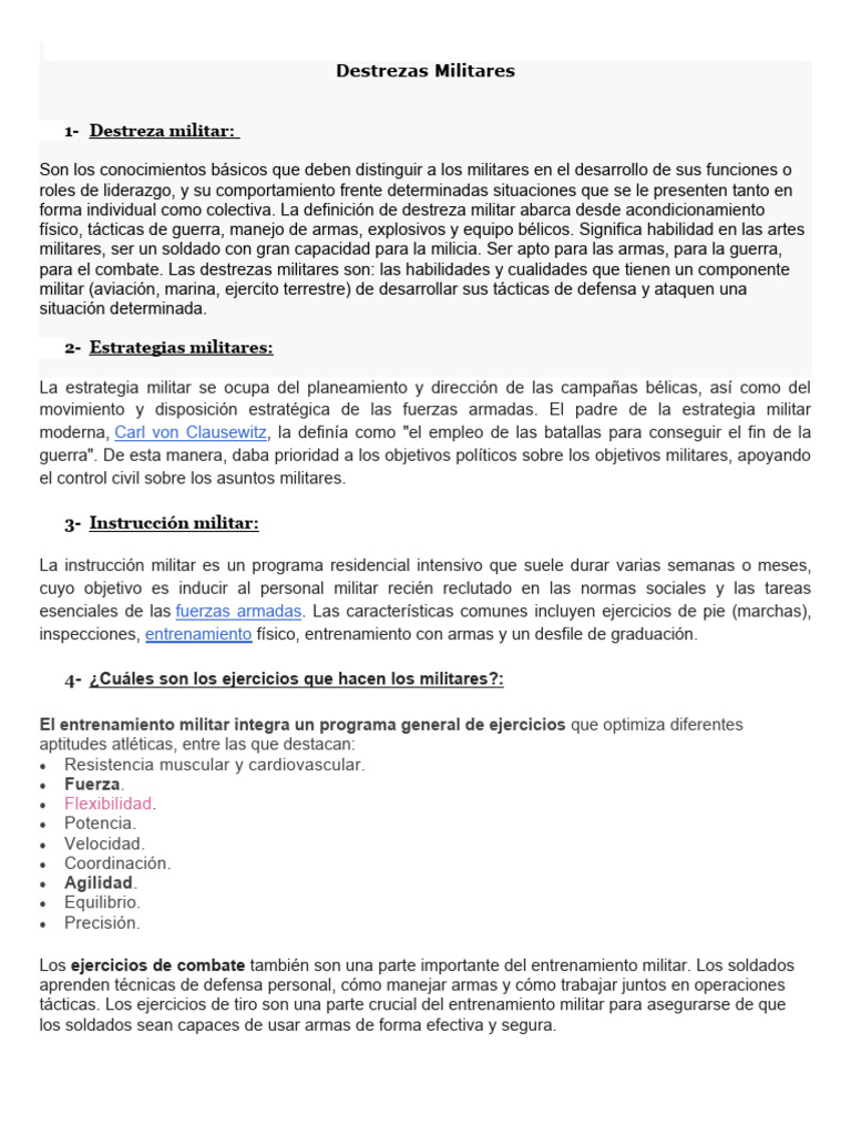 Destrezas y Habilidades Militares | PDF | Militar | Estrategia militar