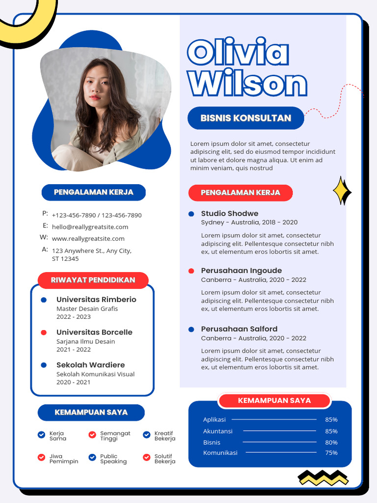 CV Resume Bisnis Konsultan Warna Warni Memphis - 20240403 - 020220 - 0000 | PDF