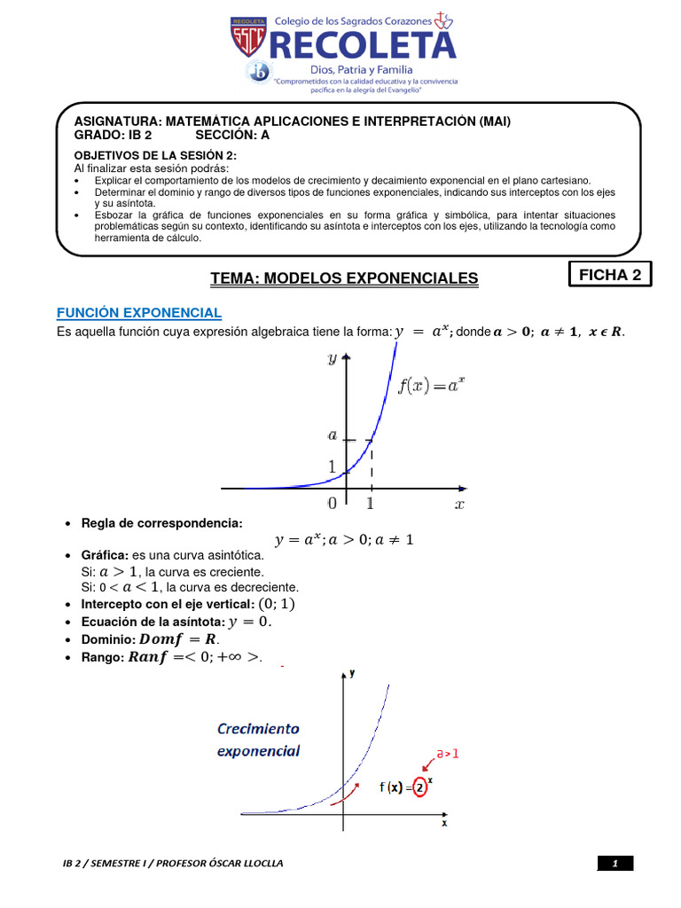 FICHA_2_-_FUNCIONES_EXPONENCIALES | PDF | Asíntota | Funcion exponencial