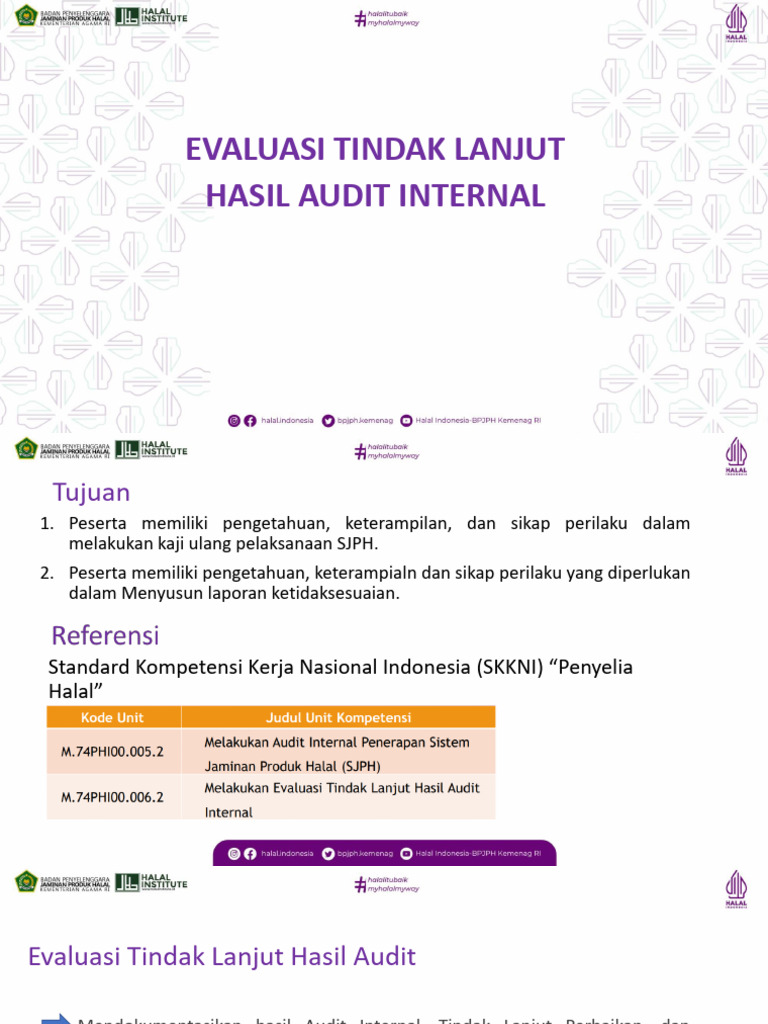 Evaluasi Tindak Lanjut Hasil Audit Internal BPJPH UPDATE | PDF