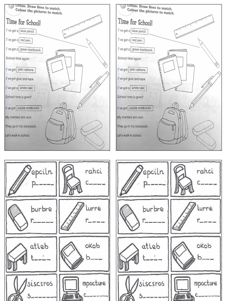 School Objects Song (Backpack) + Worksheet | PDF