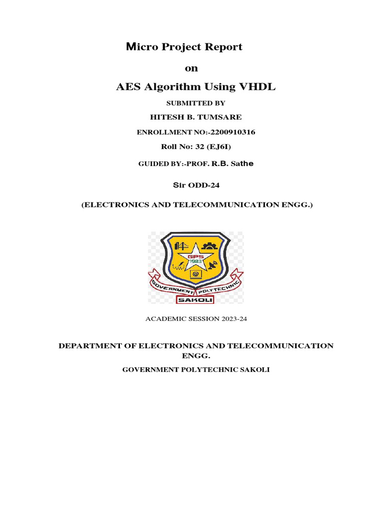 VHDL Microproject Report | PDF | Central Processing Unit | Computer Architecture