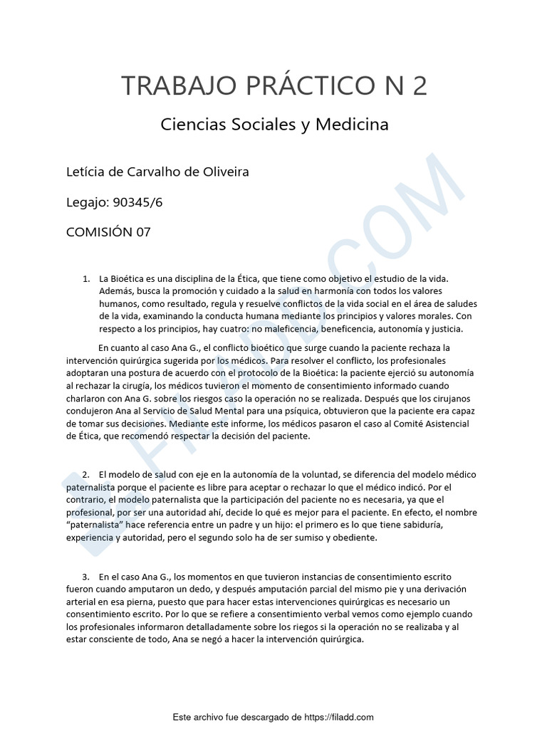 Trabajo Practico N2 | PDF | Bioética | Cirugía