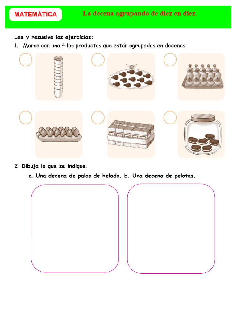 D5 A1 FICHA MAT. La Decena Agrupando de Diez en Diez. | PDF | Métodos y materiales de enseñanza ...