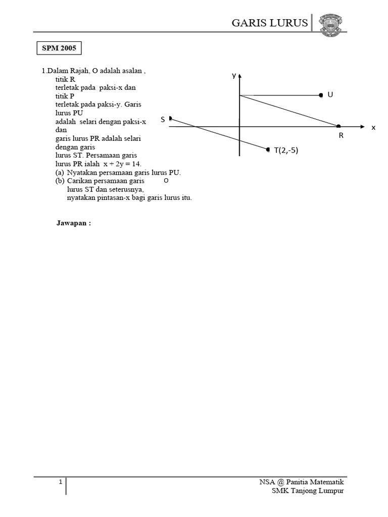 Persamaan Garis Lurus dalam Matematik | PDF