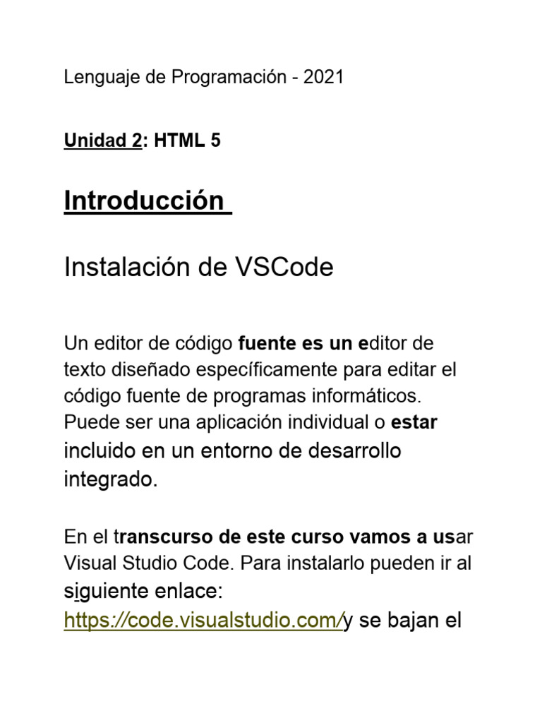 Introducción a HTML5 y VSCode | PDF | HTML | Red mundial