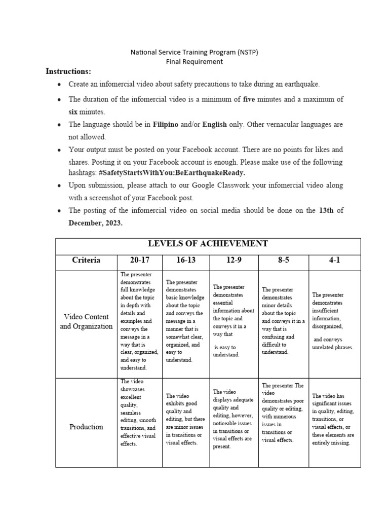 Final Rubrics For Assessment | PDF | Vocabulary | Human Communication