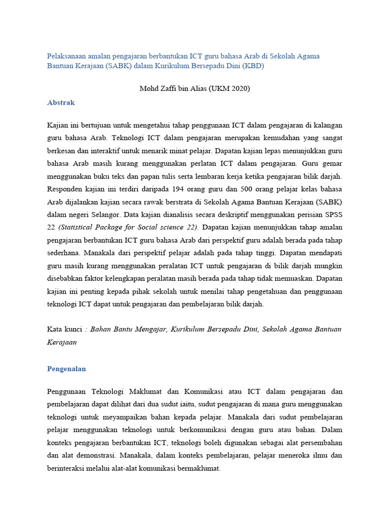 Amalan Pengajaran ICT Guru Bahasa Arab | PDF