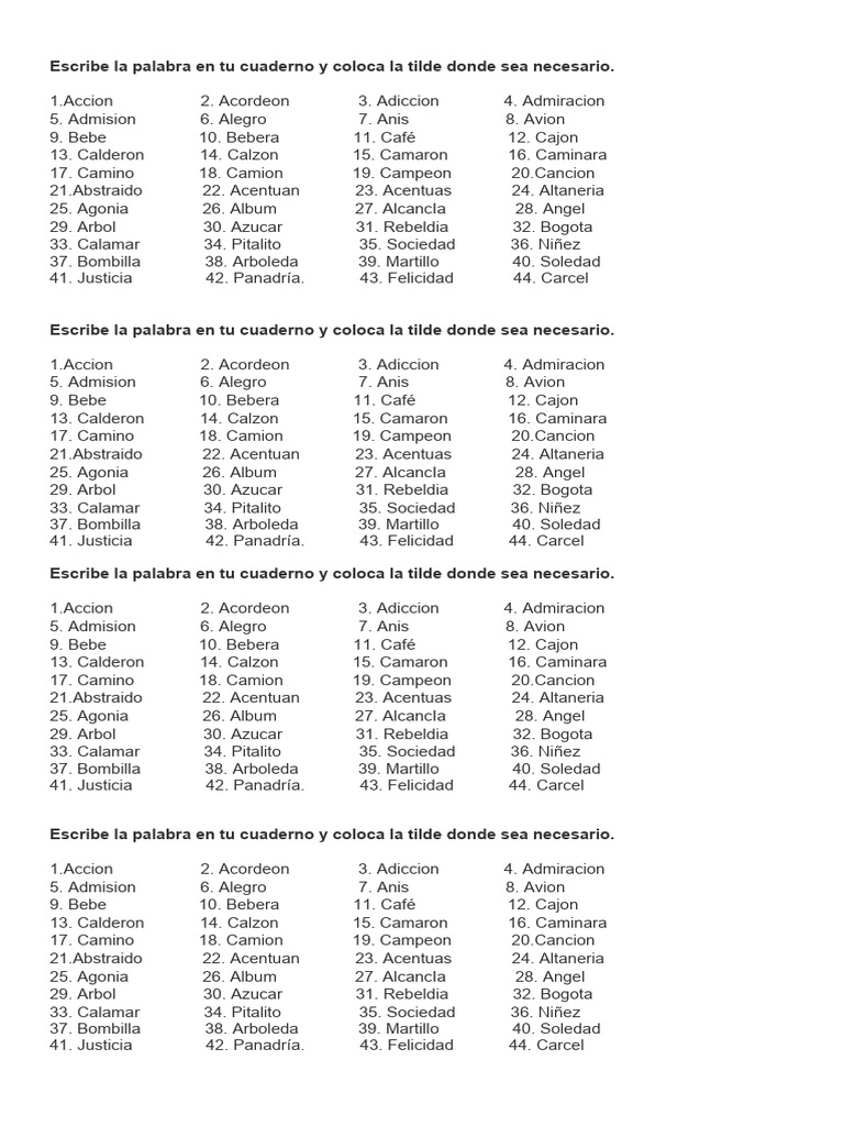 Actividad Referente Al Acento | PDF