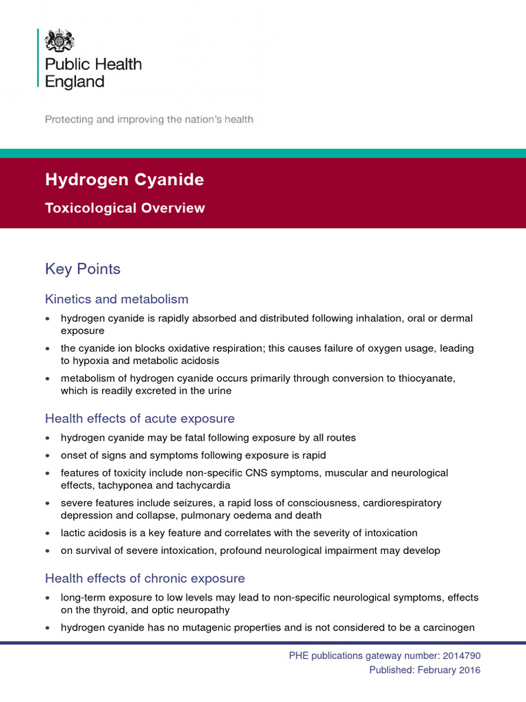 Health Effects of Hydrogen Cyanide | PDF | Cyanide | Toxicity