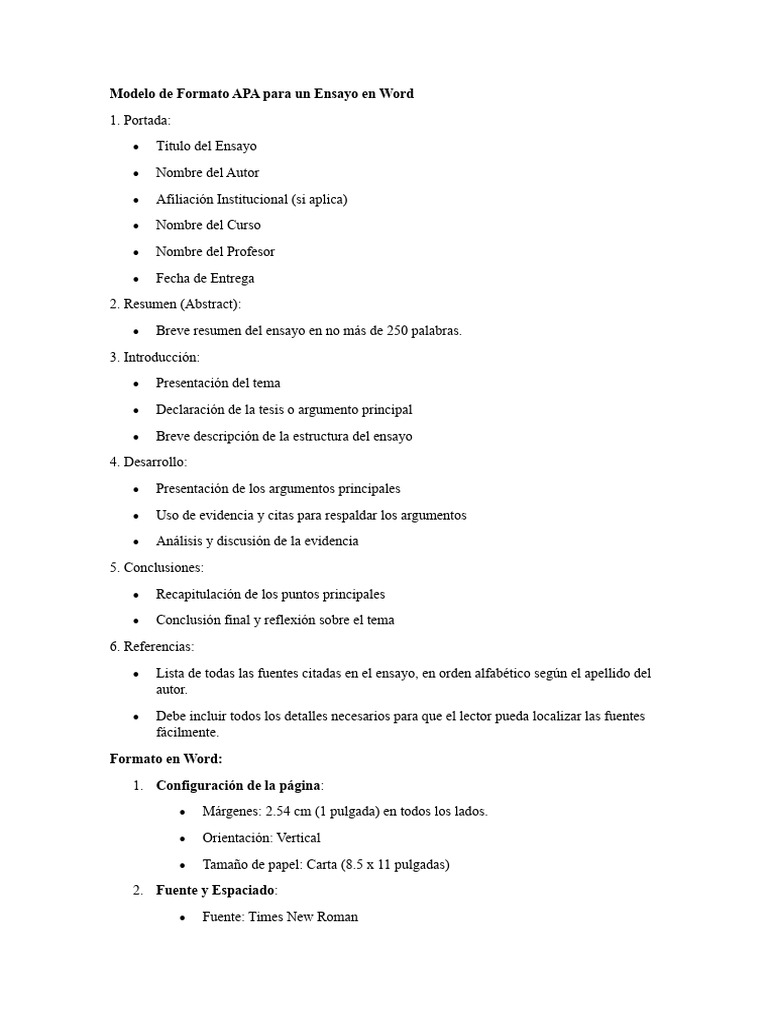 Modelo de Ensayo en Formato APA | PDF | Ensayos | Estilo apa
