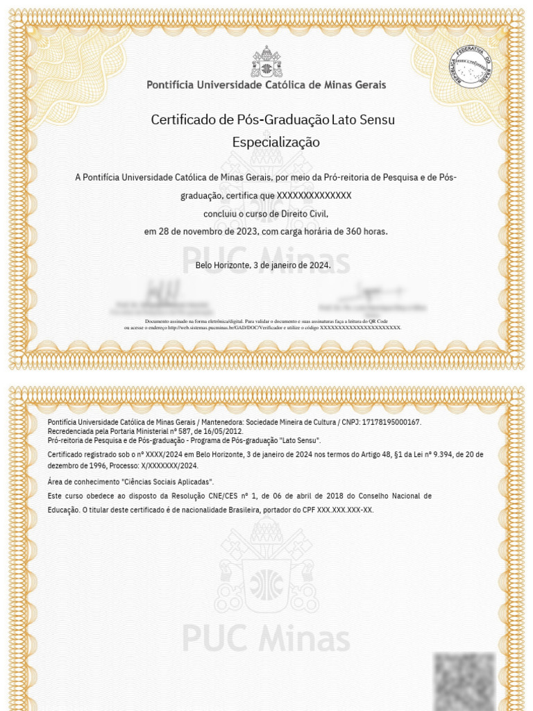 Modelo certificado pós | PDF