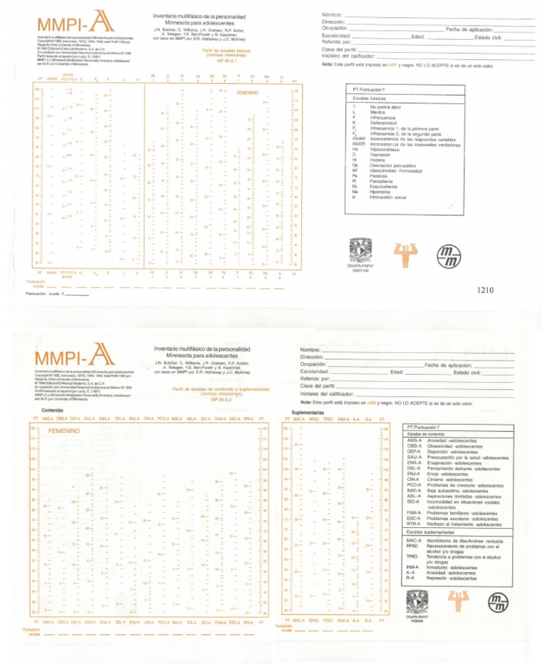Perfil MMPI-A (Femenino) | PDF