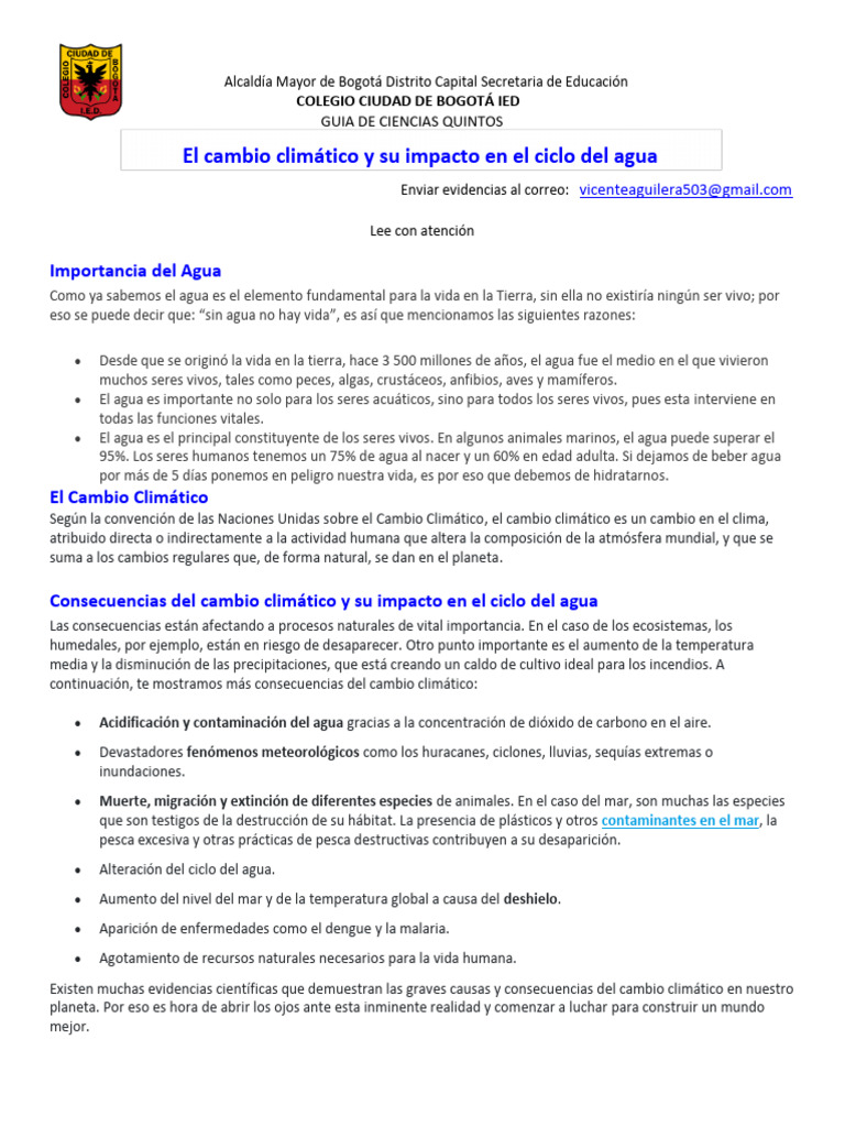 Impacto del Cambio Climático en el Agua | PDF | Agua | Cambio climático