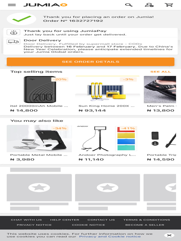 Jumia Order Confirmation & Delivery Details | PDF