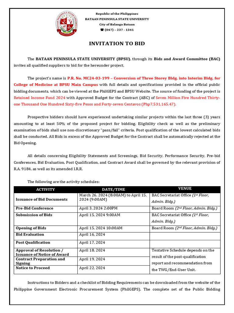 Invitation To Bid | PDF | Government