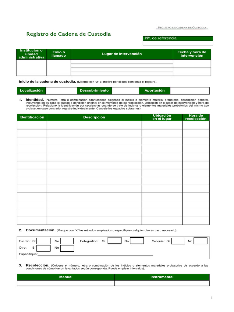 Formato de Cadena de Custodia | PDF