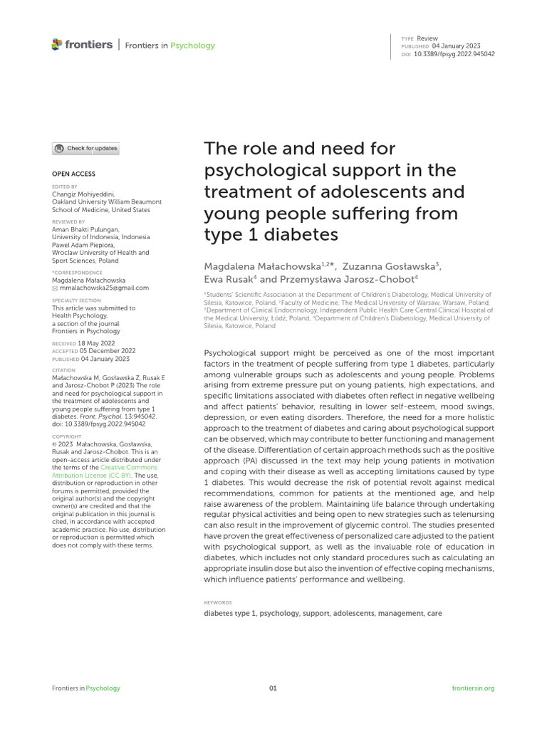The Role and Need For Psychological Support in The Treatment of Adolescents and Young People ...