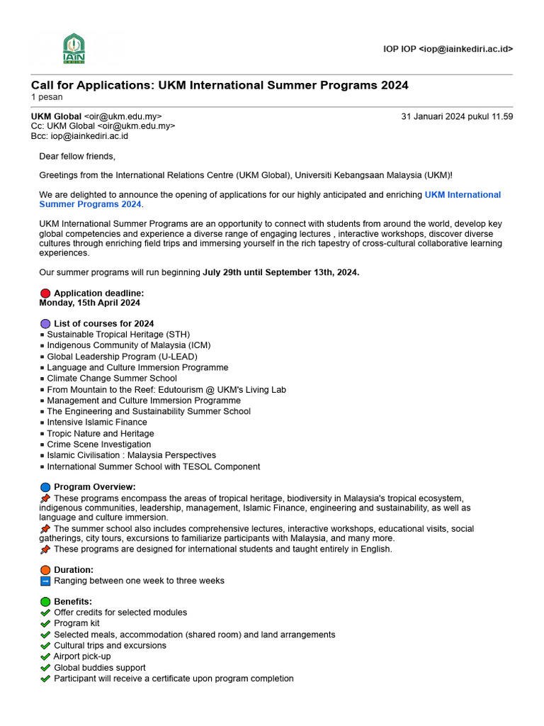 UKM International Summer Programs 2024 | PDF