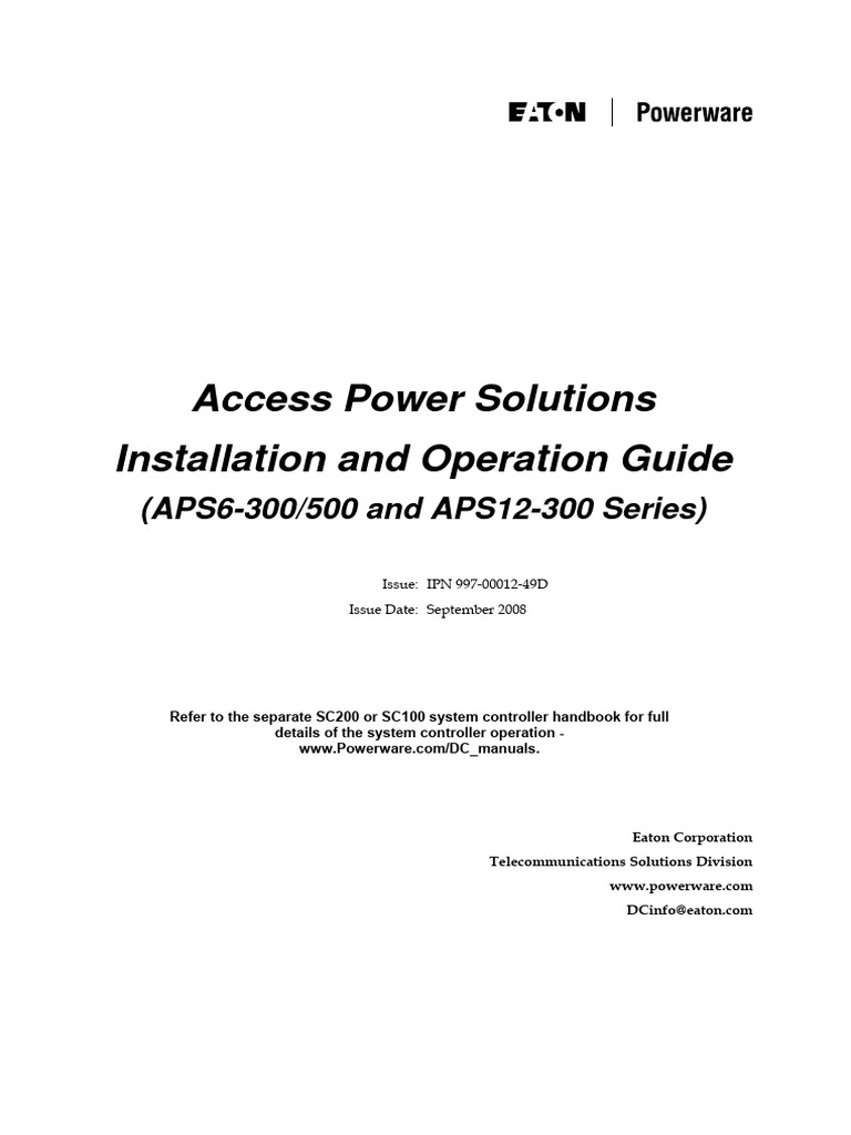 APS Install Guide APS6-300 - 500 and APS12-300 Series - D2 - A4 | PDF | Direct Current | Rectifier